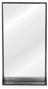 HOMEDE Nástěnné zrcadlo s poličkou Pisca I černé, velikost 55,5x30,5x10,5