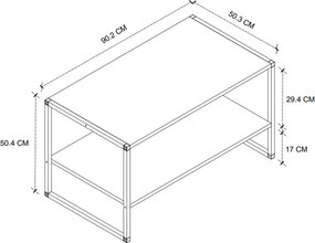 VerDesign DUREN 50*90 konferenční stolek, borovice/černá