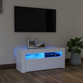TV skříňka s LED osvětlením bílá 90 x 35 x 40 cm