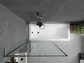 Mexen Next L, 1-křídlová vanová zástěna 90 x 150 cm, 6mm čiré sklo-černý vzor, ​​grafitový profil, 895-090-000-03-70-66