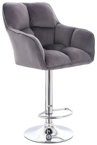 LuxuryForm DESIGN Barová židle AMALFI VELUR na stříbrné kulaté podstavě - tmavě šedá