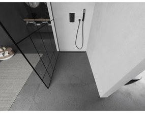 Mexen Kioto, sprchová zástěna Walk-In 110 x 200 cm, 8mm čiré sklo černý vzor, ​​grafitový profil, 800-110-101-66-78