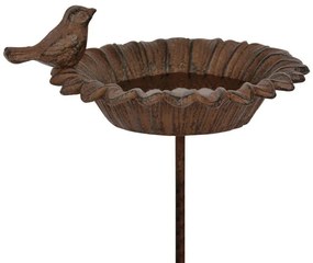 Zapichovací napajedlo pro ptáky Blossom, 76x13,5 cm, litina, hnědá