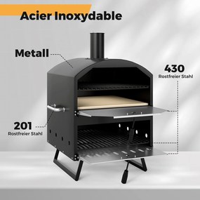 Costway Venkovní 40 cm Dřevěná trouba Pizza Trouba 2 Vrstvy Pizza Maker