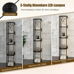 Costway 163 cm police na stojací lampy moderní úložná police na stojací lampy