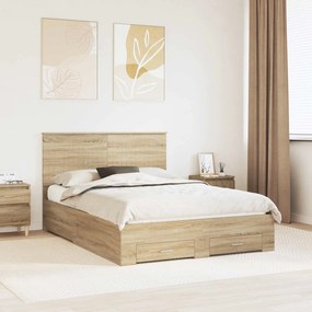 Rám postele s čelo Sonoma dub 140 x 190 cm Kompozitní dřevo 3411307