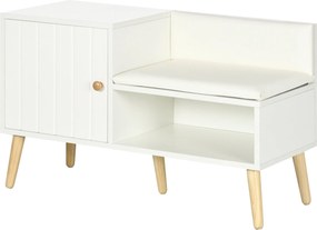 HOMCOM Botník S Lavicí A Poličkou Pro 4 Páře Bot S Polstrovaným Sedákem, 80x33x49 cm, Bílá
