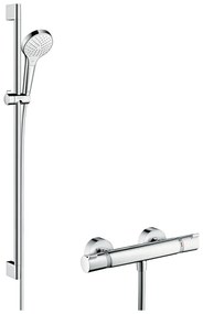 Hansgrohe Croma Select S - Sprchový systém na stěnu Vario s termostatem Ecostat Comfort a sprchovou tyčí 90 cm, bílá / chrom 27014400