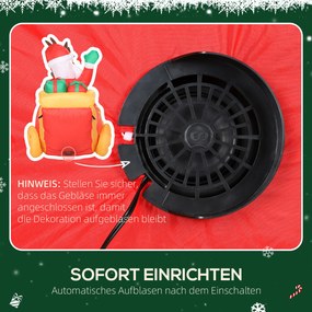 Outsunny Nafukovací vánoční dekorace, Santa Claus v saních tažených soby, polyester