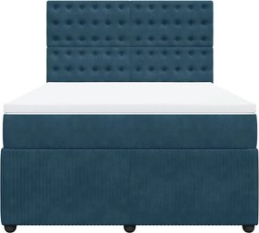 Box spring postel s matrací tmavě modrá 140x190 cm samet 3292350