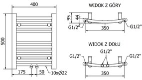 Mexen Ares koupelnový radiátor 500 x 400 mm, 179 W, Černá - W102-0500-400-00-70