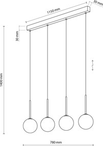 TK Lighting Černý závěsný lustr Martin pro žárovku 4x G9 TK4503