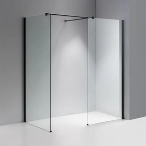 BPS-koupelny 2-dílná sprchová zástěna Walk-in HYD-SH07-D-BL 90x80, černá mat/transparent - bez vaničky