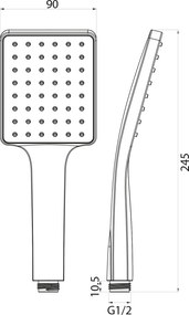Sapho ruční sprcha 245 mm plast černá mat SK779B