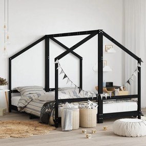 Dětská postel černá 2x (80 x 200) cm masivní borové dřevo