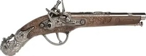Pistole pirátská Gonher 15540, kovová, hnědá s dřevěnou pažbou