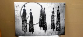 Obraz africké ženy v černobílém provedení - 90x60 cm