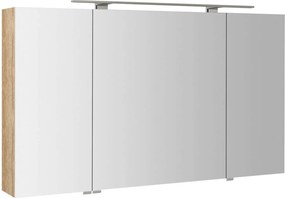 Sapho Mirró - Zrcadlová skříňka s LED osvětlením 120x70x16 cm, 3x dvířka, dub alabama MC121-0022