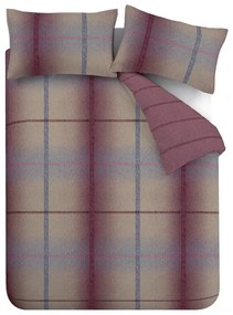 Tmavě růžové flanelové povlečení na dvoulůžko/prodloužené 230x220 cm Melrose Tweed Check – Catherine Lansfield