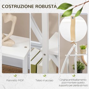 Outsunny 5-podlažní půlměsíční stojan na rostliny, stojan na květiny pro interiér a exteriér z MDF a oceli, 50x30x160 cm, Bílý
