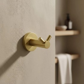 Rea Leo, koupelnový 2-háček na ručníky, zlatá matná, REA-88043
