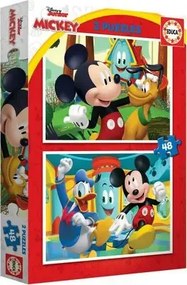 EDUCA Puzzle Mickey Mouse: Zábavní park / 2x48 dílků / od 4 let