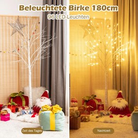 Costway 180cm umělá bříza se 48 teplými bílými LED světly