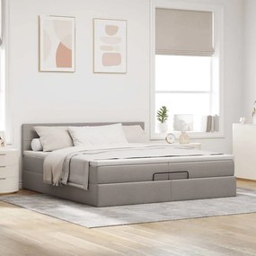 Osmanský rám postele s matrací taupe 200x200 cm textil 3311488