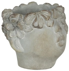 Malý květináč v designu hlavy s květinovým věncem Tete – 12x10x9 cm