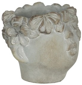 Květináč v designu busty hlavy s květinami Tete – 16x15x13 cm