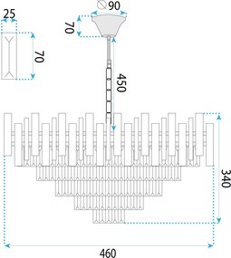 Toolight Toolight, závěsné svítidlo 50cm, 7xE14, G051-CP, chromová, OSW-08945