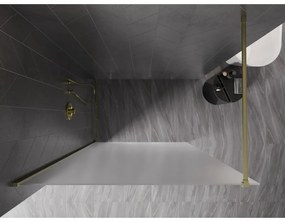 Mexen, Mexen Kioto-X sprchová stěna 100 x 200 cm, matná 10 mm, broušené zlato - 800-100-101-55-30-X
