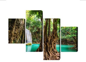 Vícedílný obraz Erawanské Vodopády Nedostatek Nedostatek Plátno Canvas 120x75