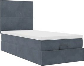 Osmanský rám postele s matracemi tmavě šedá 90x200cm samet 3314223