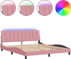 Rám postele s LED osvětlením bez matrace Hanko růžový 180 x 200 cm samet 3213798
