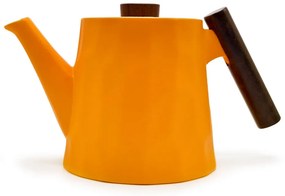 Porcelánová konvice s dřevěnou rukojetí Clementine, 1,2 l – oranžová, s matným povrchem