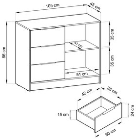 Komoda NELLY 2D | 105 cm | artisan