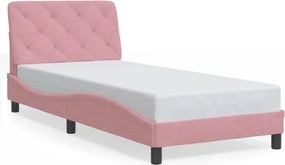Rám postele s LED bez matrace růžový 90 x 200 cm samet 3213836