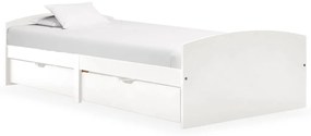 Rám postele se 2 zásuvkami bílý masivní borovice 90 x 200 cm,  322155 HangarStore.cz
