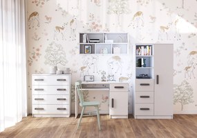 IDZ Knihovna SMYK I 3S1D 05, 80 cm Bílá / Barevné úchytky Barva: Modrá