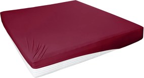 Primera Elastan-Jersey-napínací prostěradlo s gumou po obvodu, 90-200 x 200 cm. (bordó, 90-100 x 200 cm)
