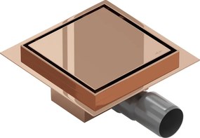Mexen Flat-Q, bodová podlahová vpusť 12 cm, růžové zlato, 1610012