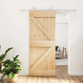 Posuvné dveře s kováním 85 x 210 cm masivní borové dřevo,  3203083