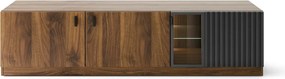 TV stolek s LED osvětlením Radium 25 180 cm ořech Columbia/černý