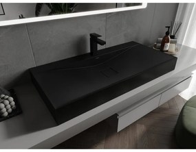 Mexen Poli, umyvadlo na desku z konglomerátu 1/O 100 x 48 cm, černá matná, 23021071