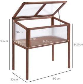 Outsunny vyvýšený záhonový truhlík se studeným rámem 90 x 50 x 93 cm pro zahradu balkon terasu, bylinkový záhon z jedlového dřeva a PC desky v hnědé …