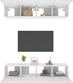 TV skříňky 4 ks bílé 80 x 30 x 30 cm kompozitní dřevo 3114182