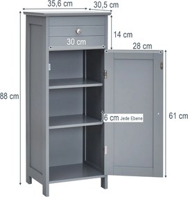 Costway Koupelnová skříňka koupelnová s 1 velkou zásuvkou a 2 nastavitelnými