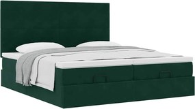 Osmanský rám postele s matrací tmavě zelená 200x200cm samet 3313763