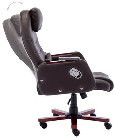 Masážní kancelářská židle hnědá umělá kůže,  20380